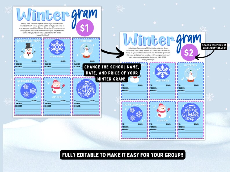 PTA PTO Winter Candy Gram | All Inclusive Holiday Gram | Winter Gram ...