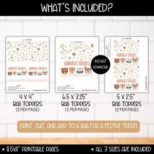 Harvest Fall Treat Bag Topper, Classroom Treat Bag, Cookie Bag Topper ...