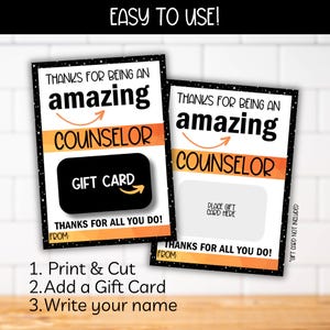 Counselor Appreciation Gift Card Holder Printable, School Mental Health ...