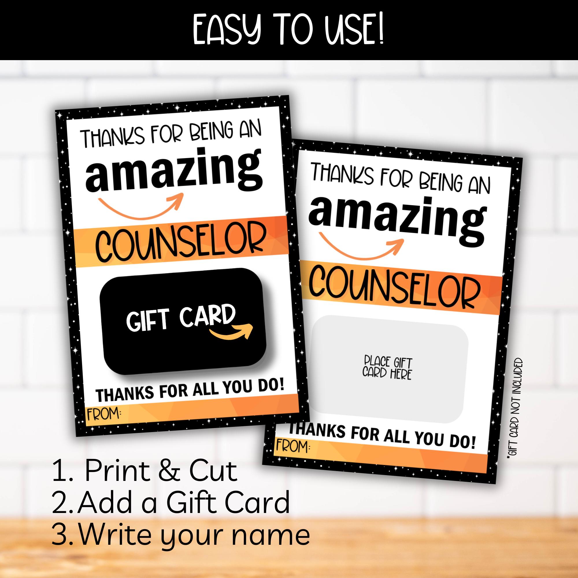 Counselor Appreciation Gift Card Holder Printable, School Mental Health ...
