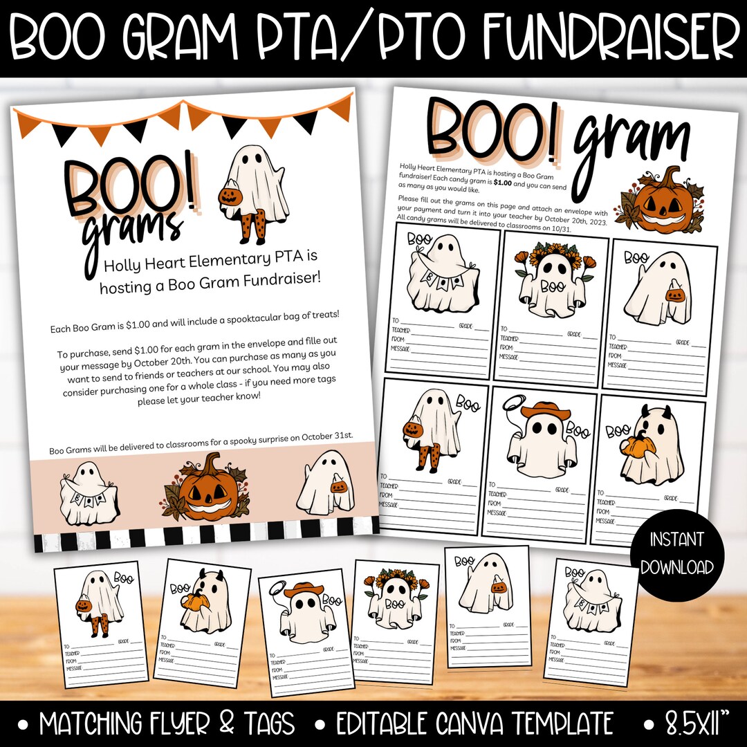 PTA PTO Boo Gram Fundraiser Flyer Template, School Fundraiser Ideas ...