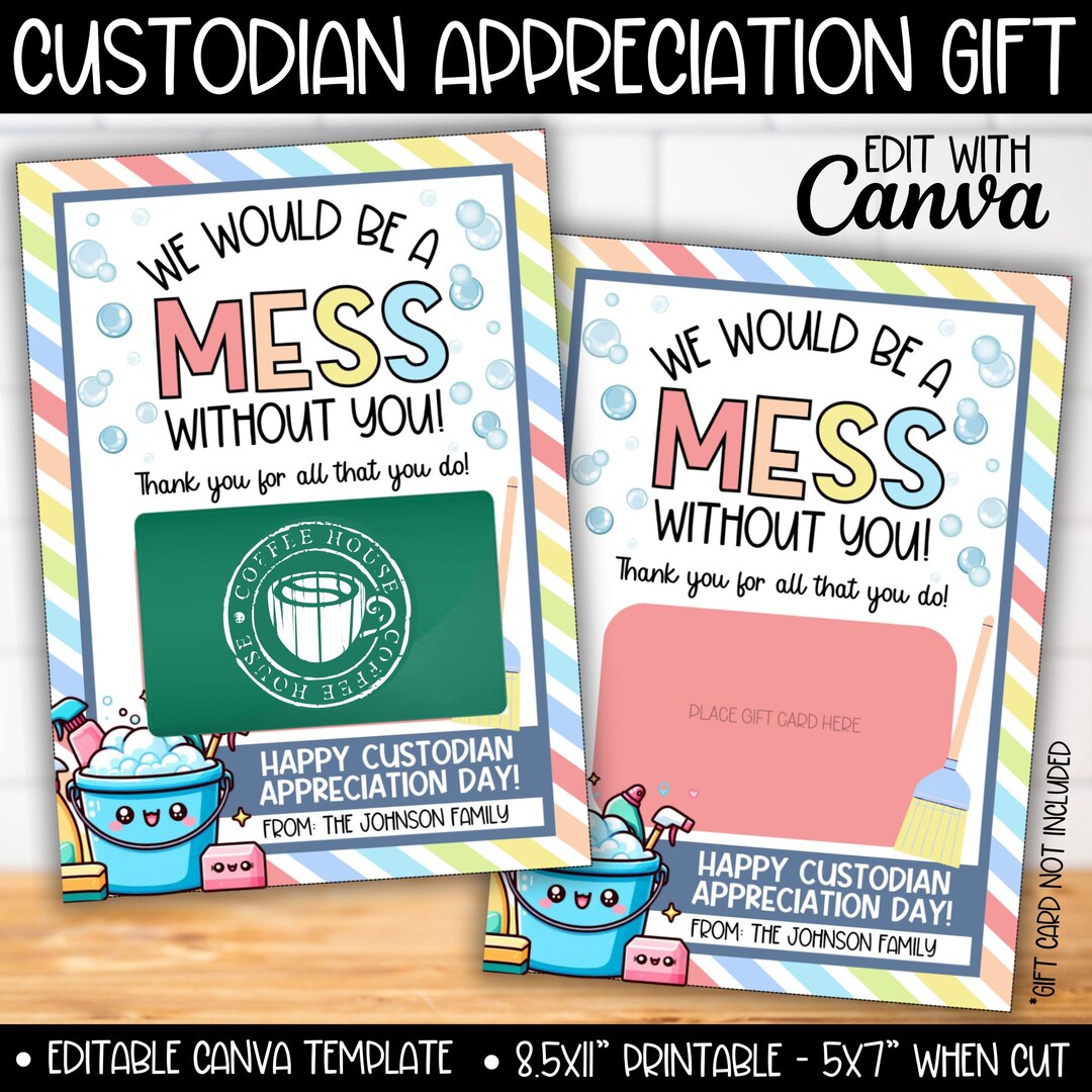 Custodians Appreciation Day Gift Card Holder, PTA PTO World's Best School Custodian Janitor ...