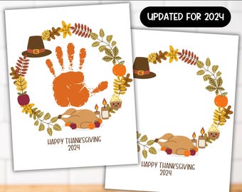 2025 Thanksgiving Turkey Fall Handprint Footprint Printable Art Craft ...