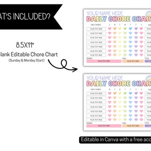Editable Colorful Kid Chore Chart, Cleaning Schedule Planner, Family ...