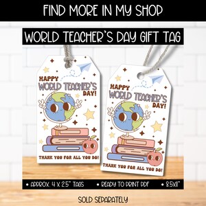 World Teachers Day Gift Tags Template, PTA PTO Gifts, World Teachers ...