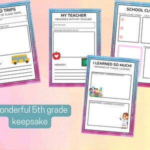 Fifth Grade Memory Journal | 5th Grade Memory Book | Elementary School ...