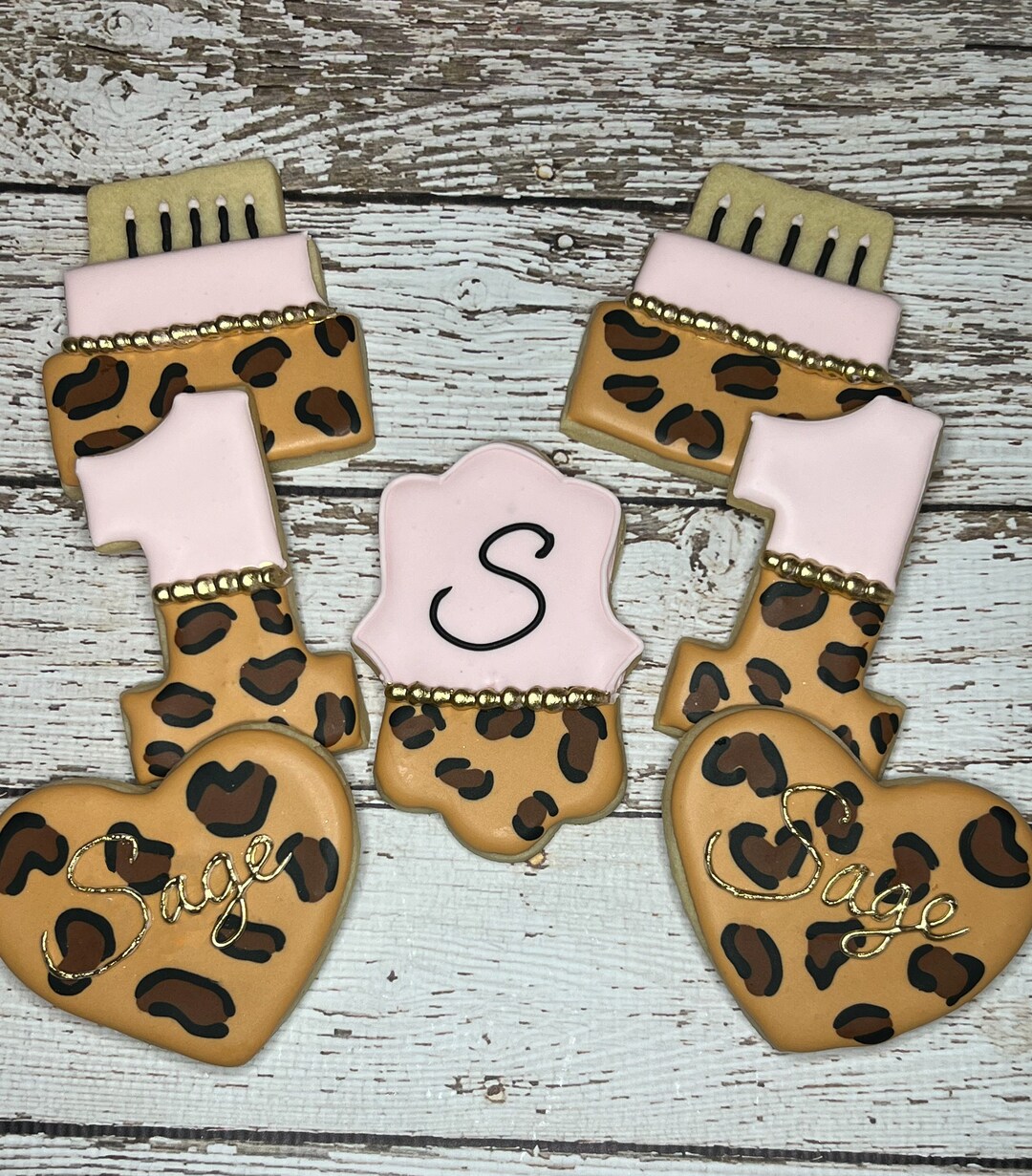 Leopard Print Birthday Cookies, Cheetah Print Birthday Cookies, Gold ...