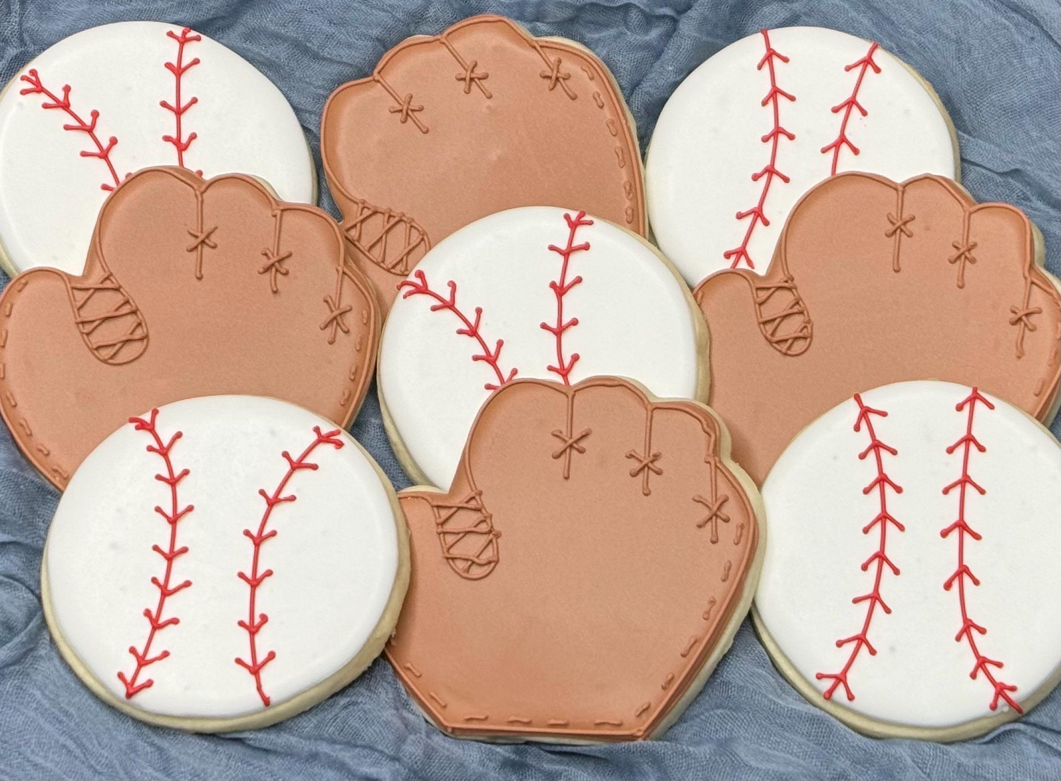 Baseball Decorated Cookies, Baseball and Glove Cookies, Baseball Glove ...