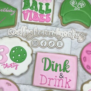 Pickleball Cookies, Pickleball Birthday Cookies, Dink and Drink Cookies ...