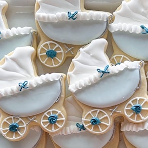 Baby Carriage Cookies, Baby Shower Cookies, Boy Baby Shower Cookies ...