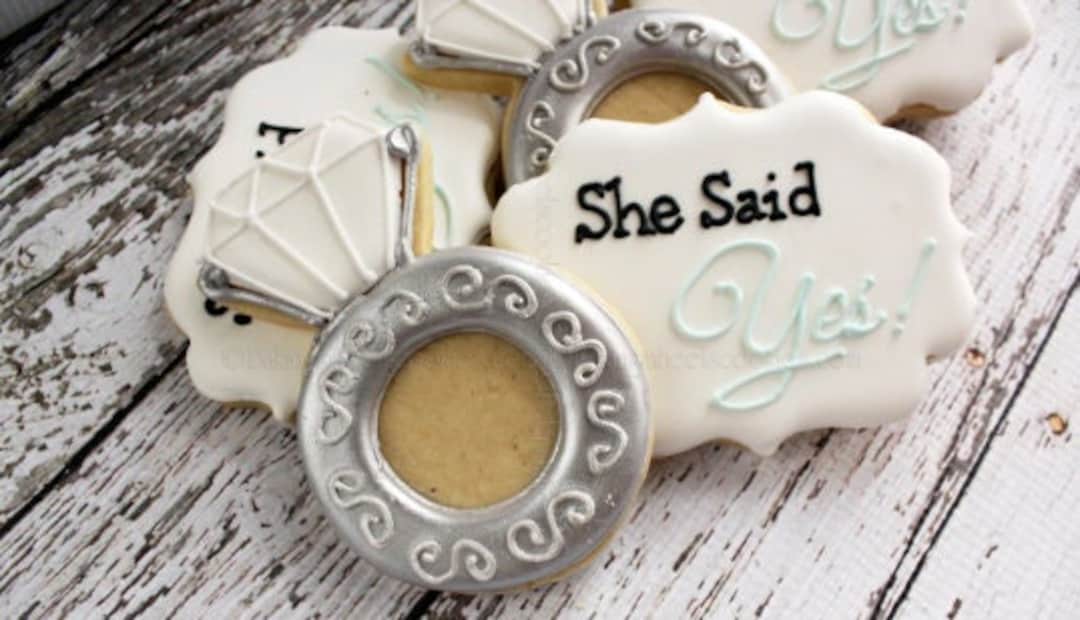 She Said Yes Cookies, Diamond Ring Decorated Cookies, Wedding Cookies ...