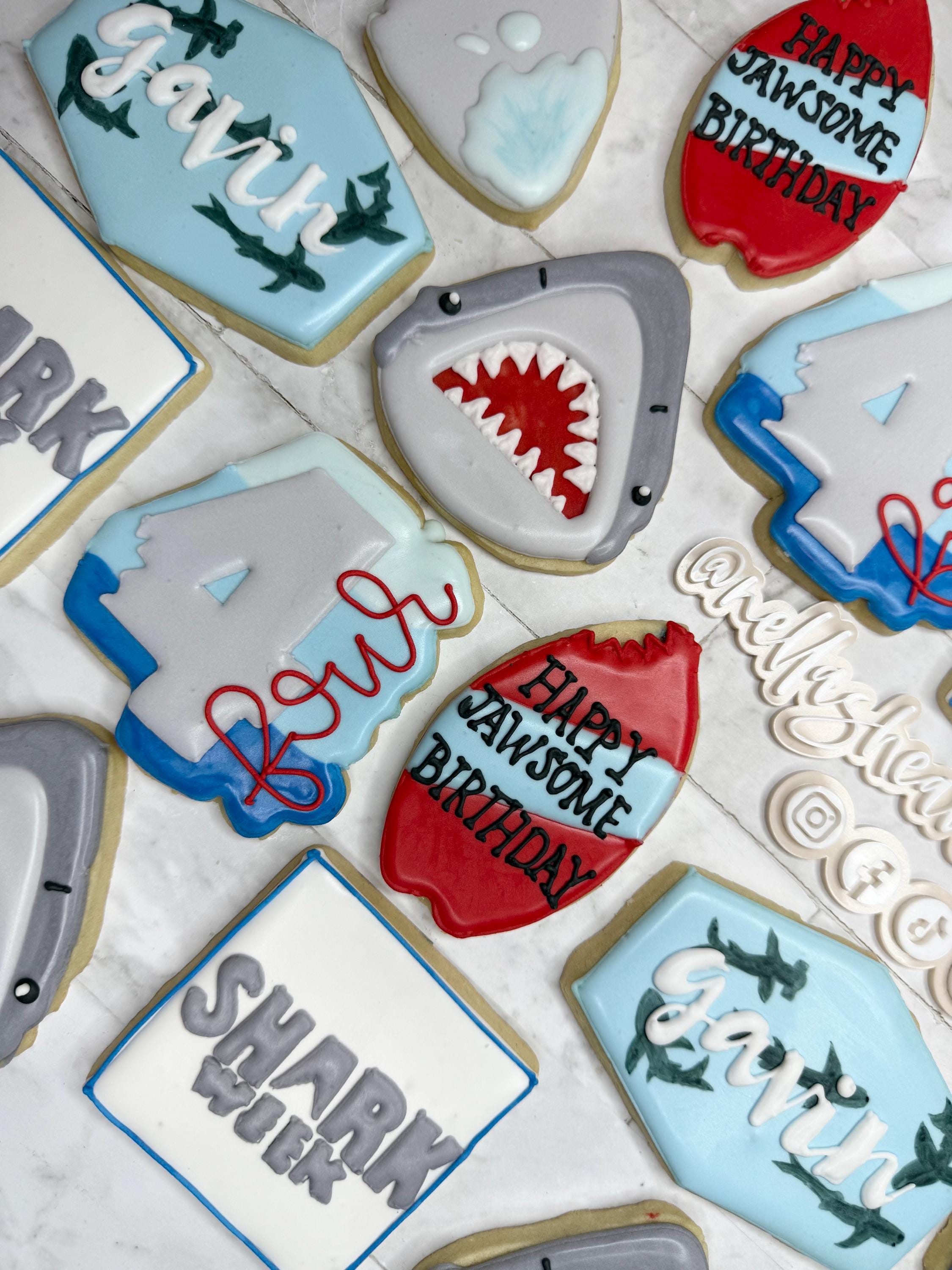 Shark Birthday Cookies, Jawsome Birthday Cookies Shark Cookies, Shar ...