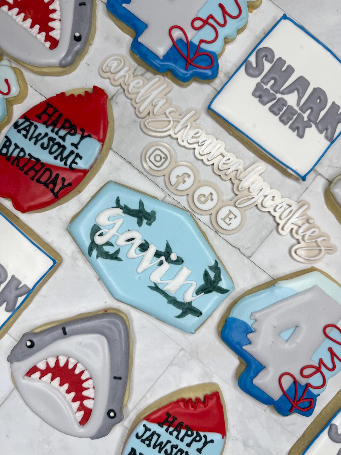 Shark Birthday Cookies, Jawsome Birthday Cookies Shark Cookies, Shar ...