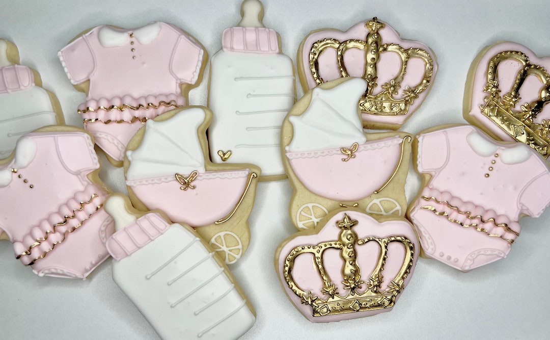 Little Princess Baby Shower Cookies, Princess Cookies, Pink and Gold ...