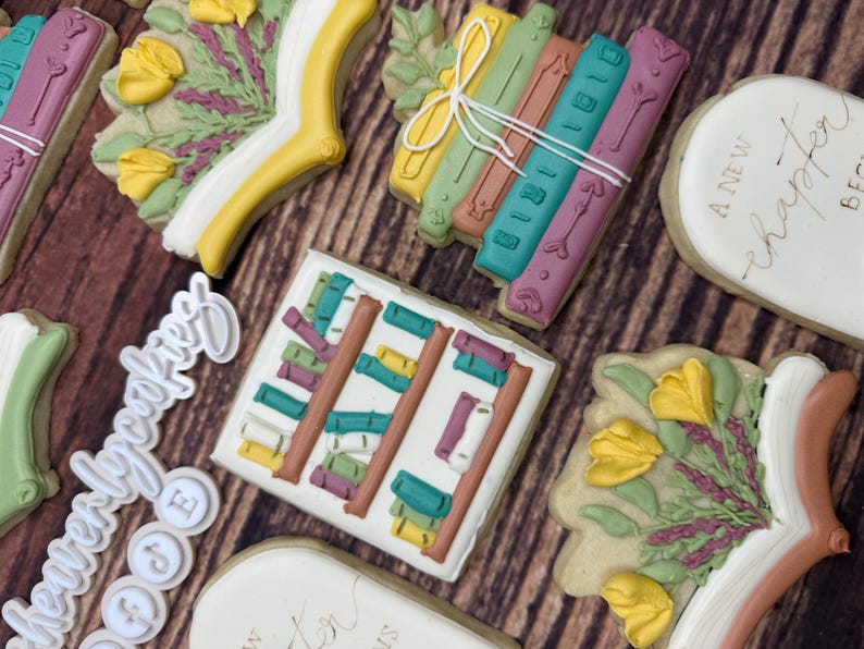 Book Theme Baby Shower Cookies, A New Chapter Cookies, Baby Shower ...