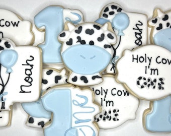 Cow Themed Birthday Cookies - Etsy