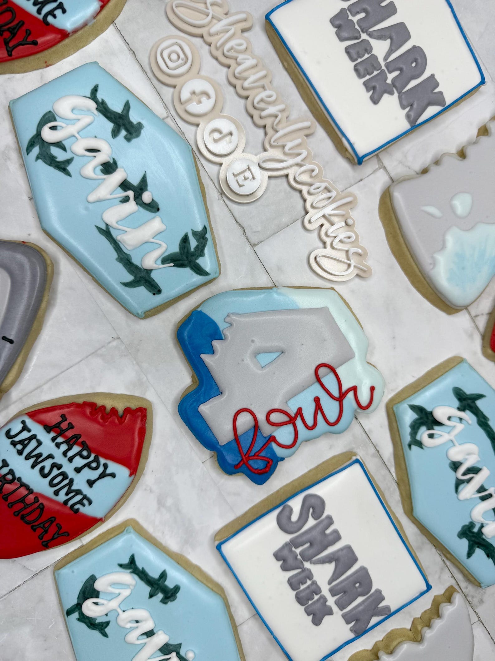 Shark Birthday Cookies, Jawsome Birthday Cookies Shark Cookies, Shar ...