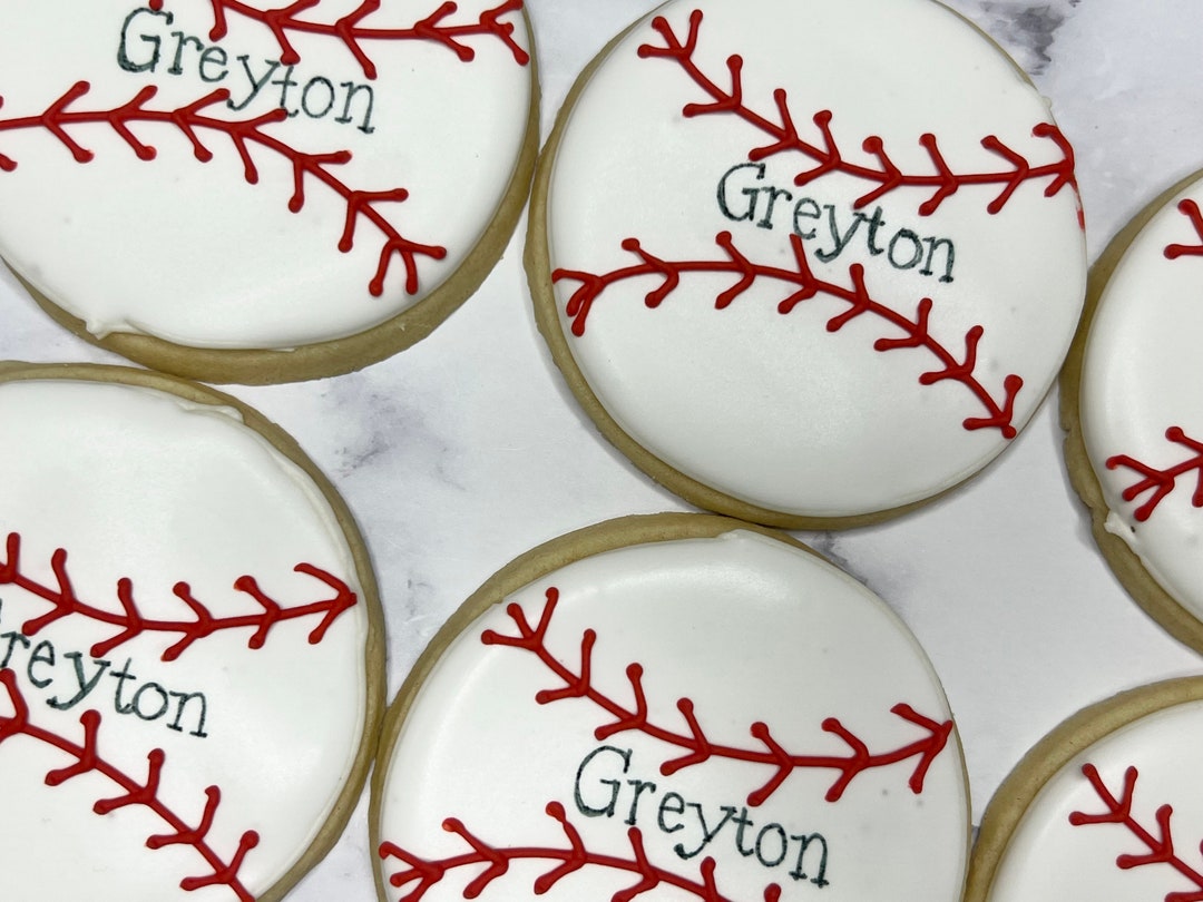 Baseball Sugar Cookies, Boys Birthday Cookies, Sports Cookies, Thank ...