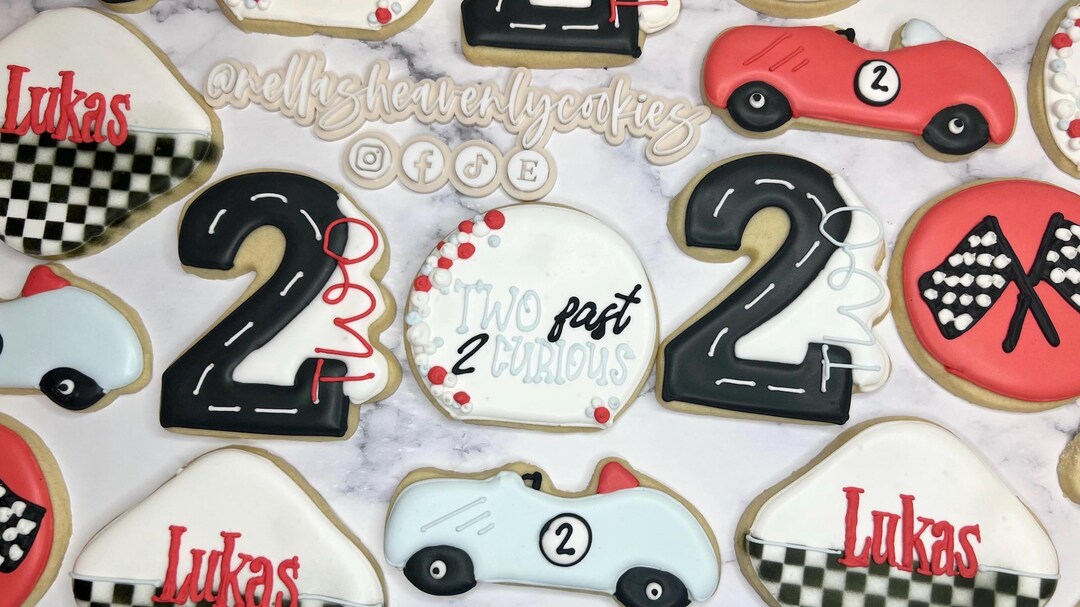 Two Fast Two Curious Cookies, Car Cookies, Race Cookies, Boy Birthday ...