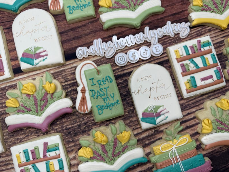 Book Theme Baby Shower Cookies, A New Chapter Cookies, Baby Shower ...