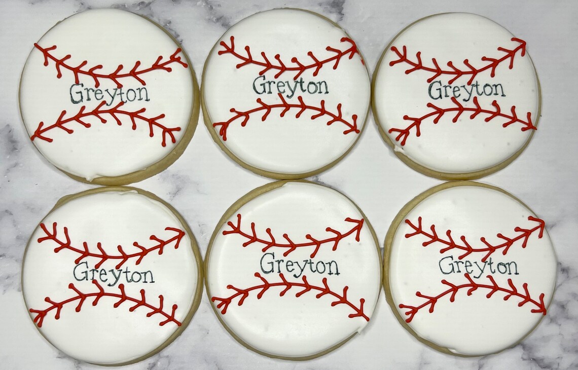Baseball Sugar Cookies, Boys Birthday Cookies, Sports Cookies, Thank ...