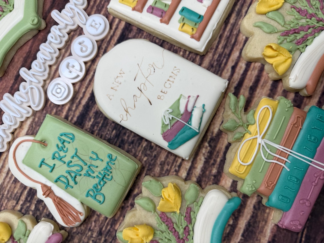 Book Theme Baby Shower Cookies, A New Chapter Cookies, Baby Shower ...