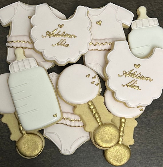 Pink and Gold Baby Cookies - Etsy