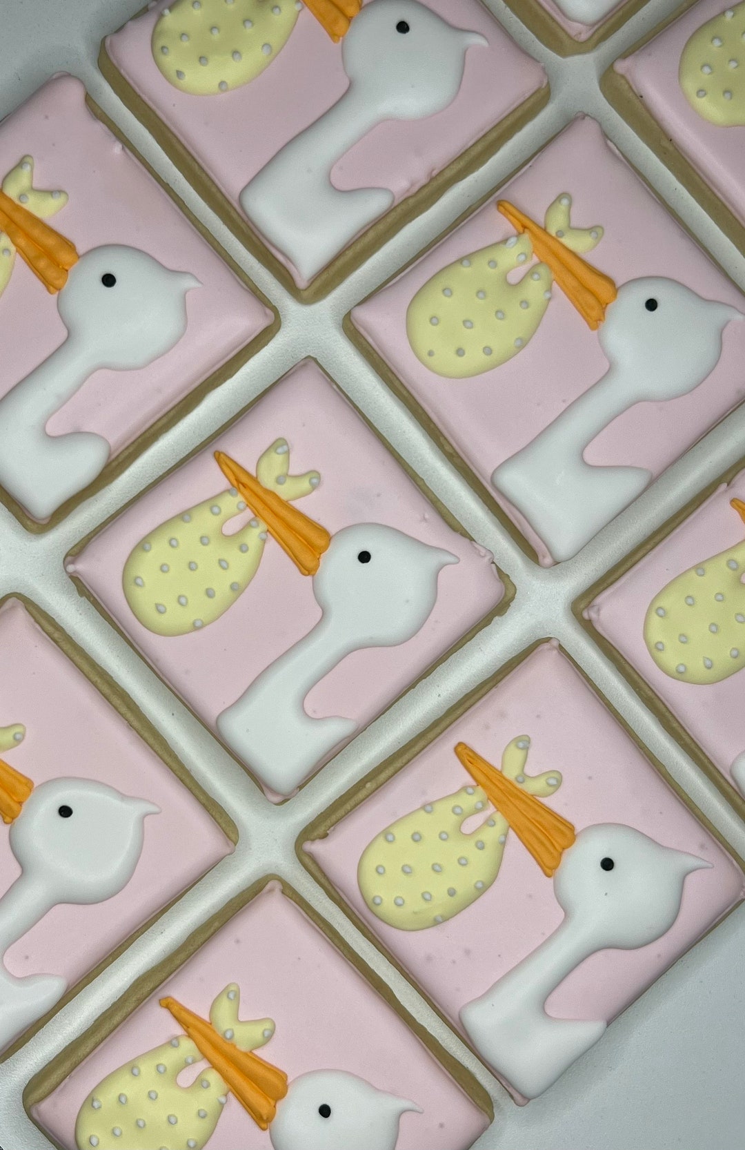 Stork Baby Shower, Stork Baby Shower Cookies, Stork Cookies, Baby ...