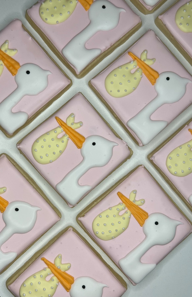 Stork Baby Shower Stork Baby Shower Cookies Stork Cookies - Etsy