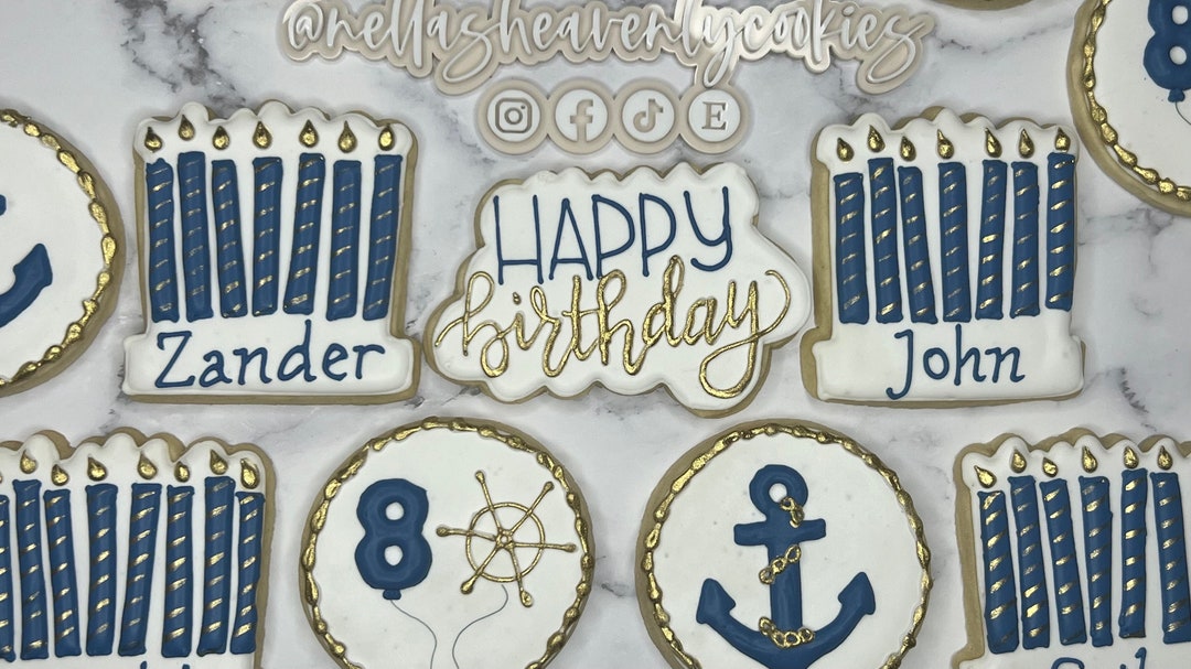 Nautical Birthday Cookies, Nautical Cookies, Birthday Cookies, Navy ...