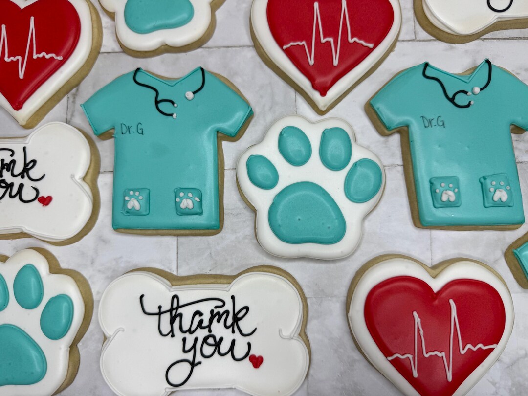 Veterinary Cookies, Vet Appreciation Cookies, Thank You Cookies, Scrub ...