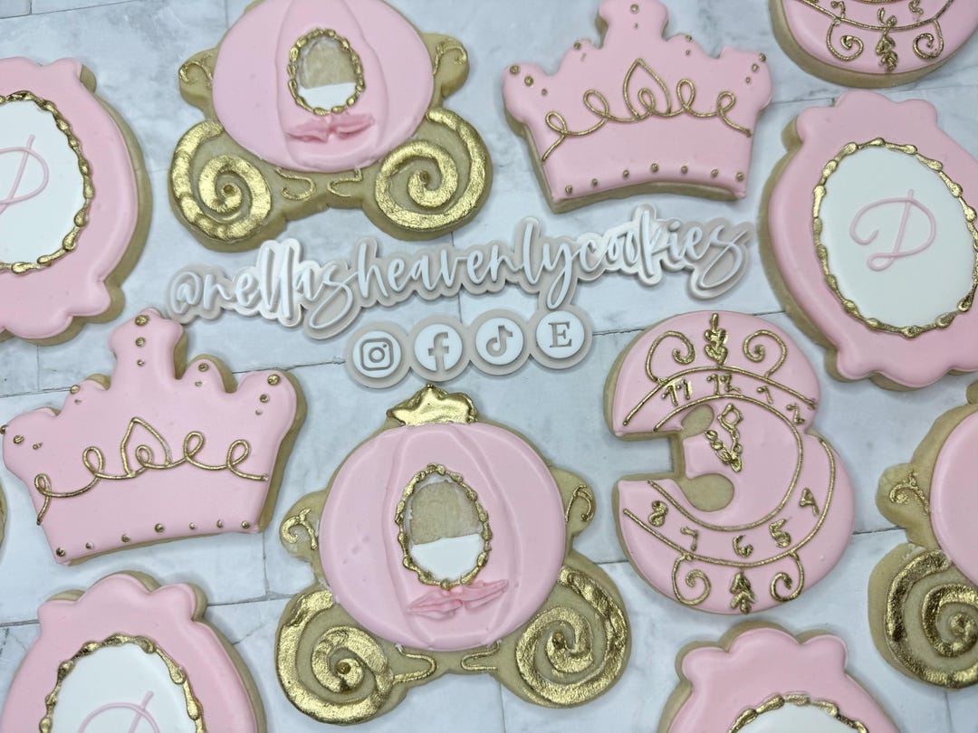 Princess Birthday Cookies, Cinderella Inspired Cookies, Birthday ...
