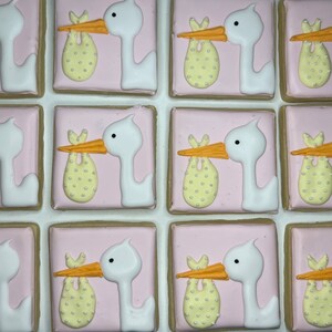 Stork Baby Shower, Stork Baby Shower Cookies, Stork Cookies, Baby ...