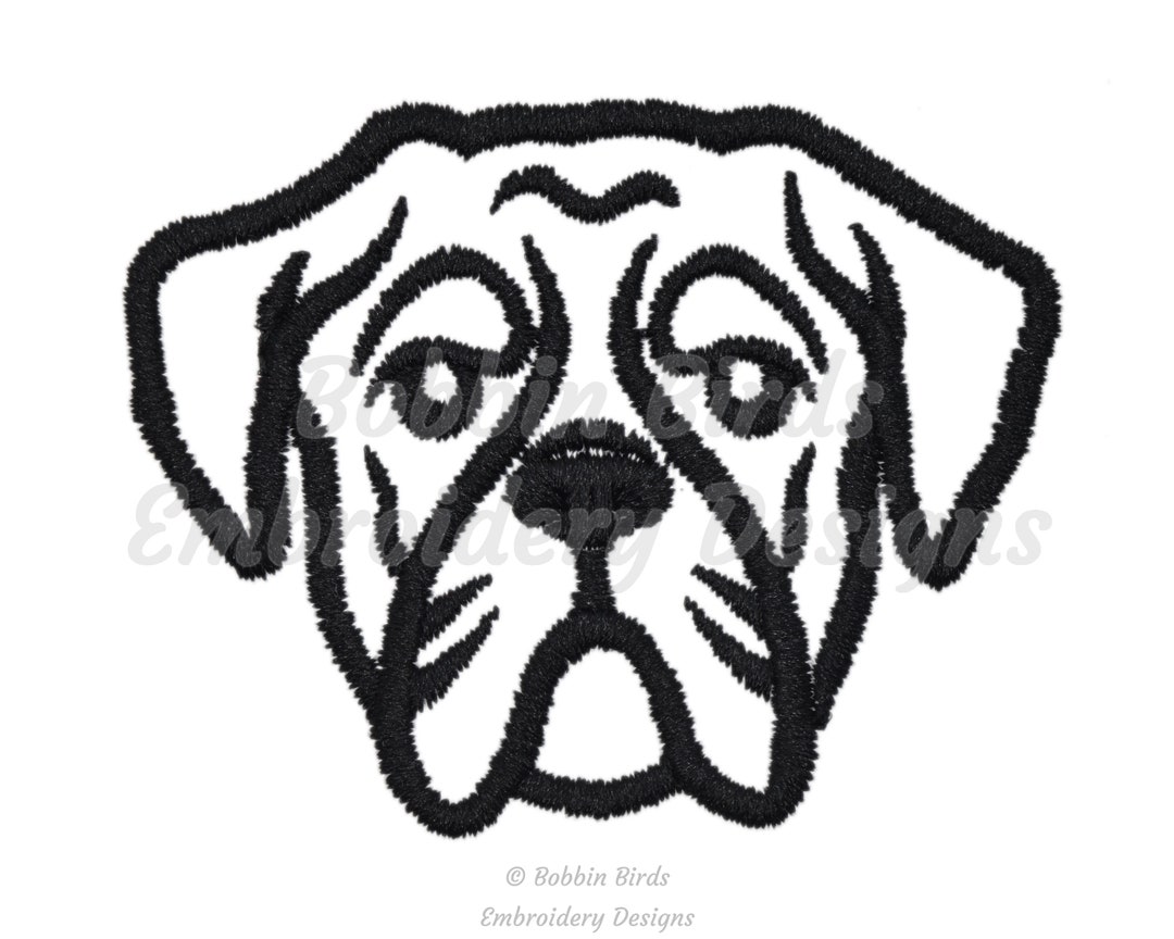 Boxer Dog Machine Embroidery Design File 5 Sizes Instant Digital ...