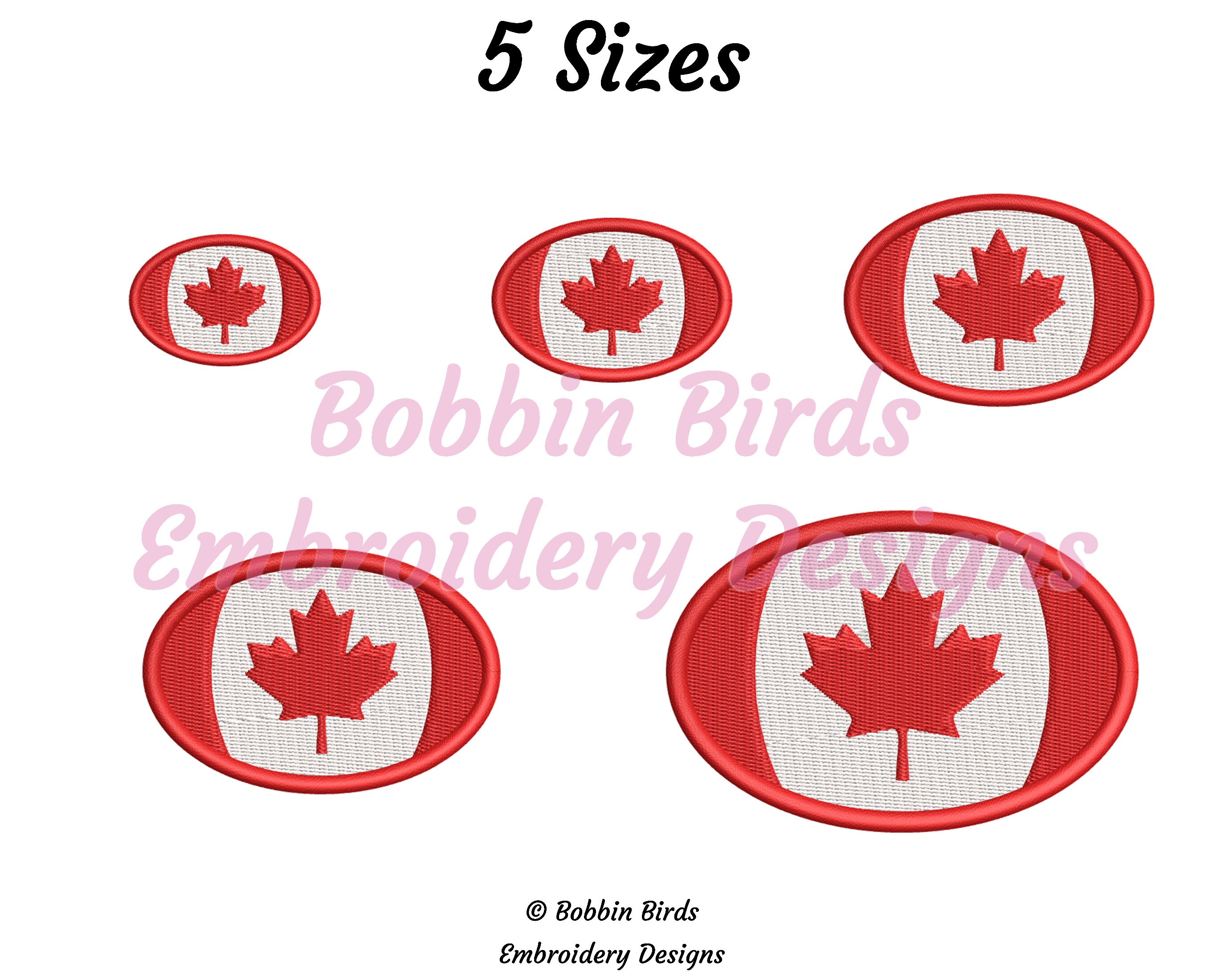 Canada Flag Oval Machine Embroidery Design File 5 Sizes | Etsy