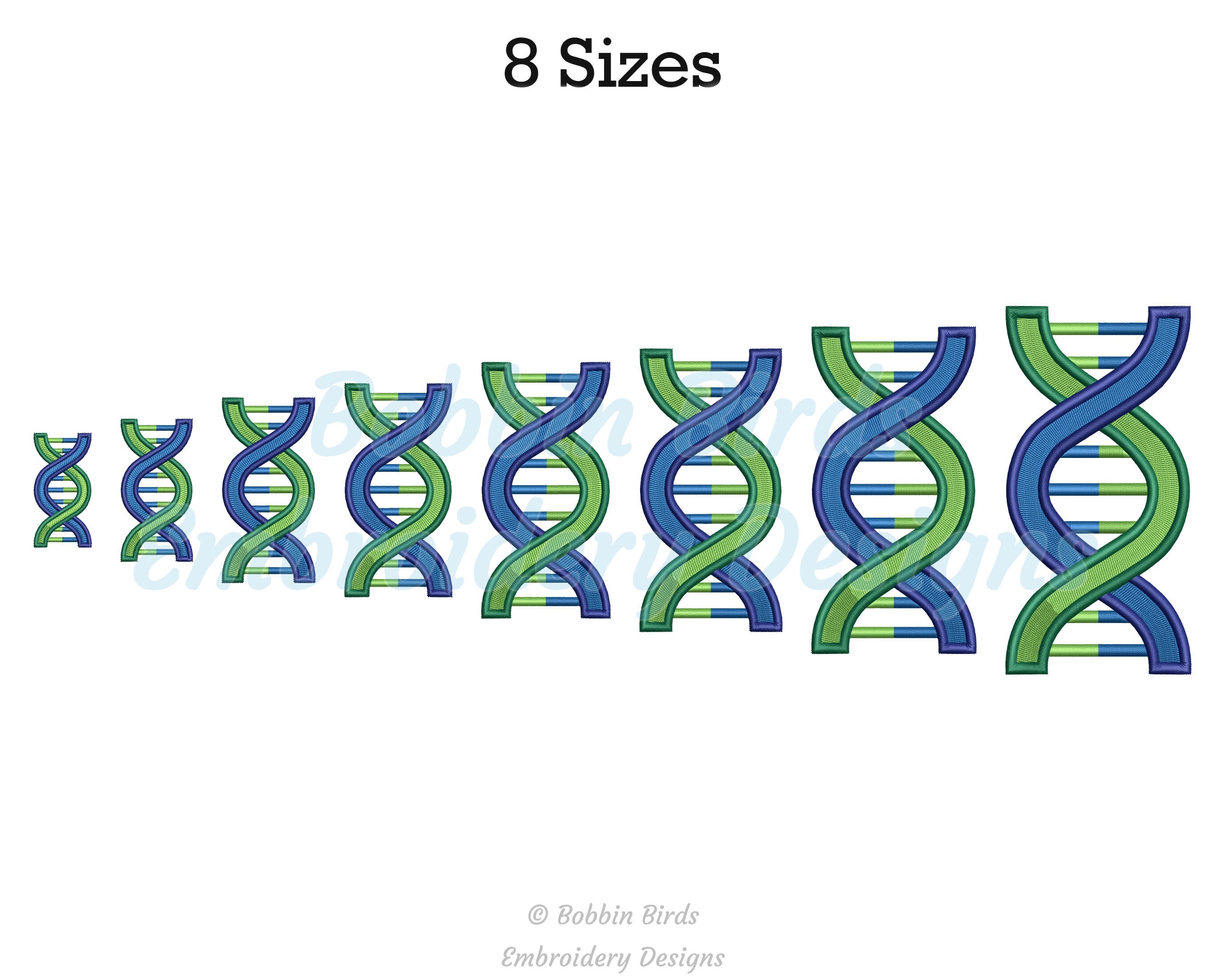 DNA Strand Machine Embroidery Design File - 8 Sizes - Instant Digital ...