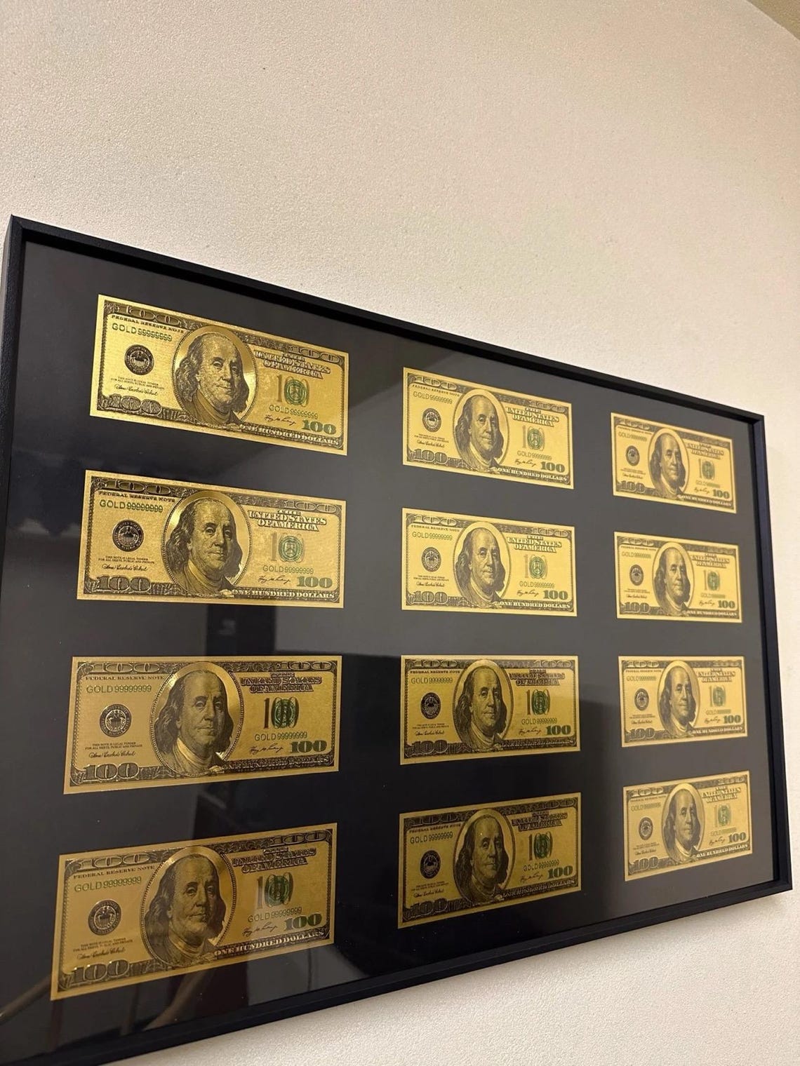 24k Gold Foil 3D Gold 100 Bill Benjamin Franklin | Motivational Desk ...
