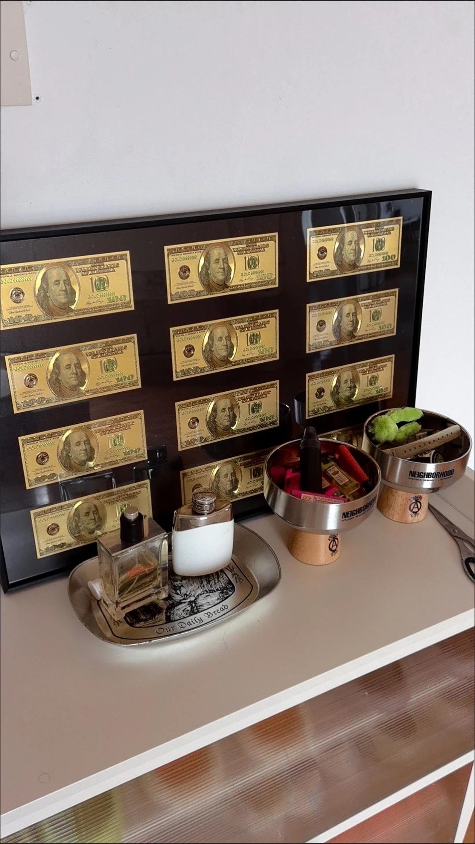 24k Gold Foil 3D Gold 100 Bill Benjamin Franklin | Motivational Desk ...