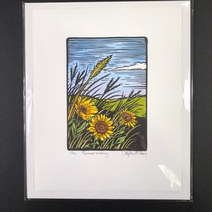 Small Hand-painted Original Linocut Style Print, "summer Evening", Lino ...