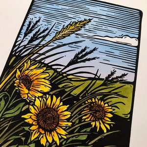 Small Hand-painted Original Linocut Style Print, "summer Evening", Lino ...