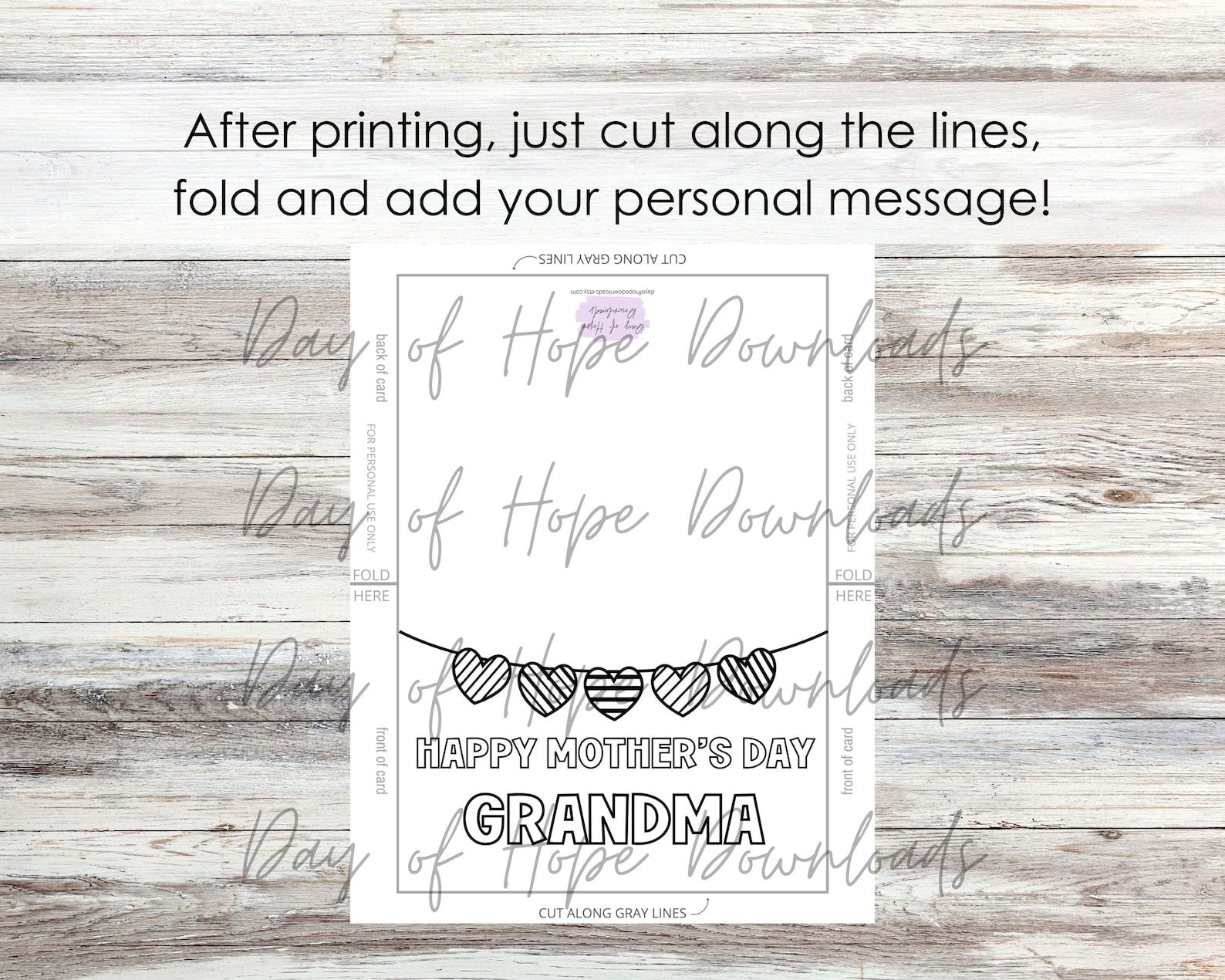 Printable Grandma Mothers Day Coloring Card for Grandma | Happy Mother ...