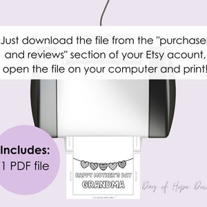 Printable Grandma Mothers Day Coloring Card for Grandma | Happy Mother ...