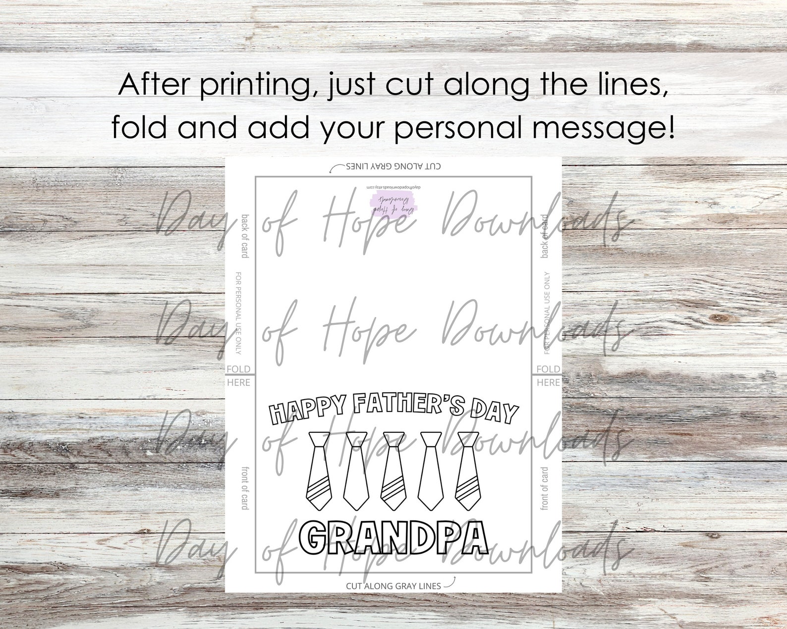 Printable Grandpa Fathers Day Coloring Card for Grandpa | Happy Father ...