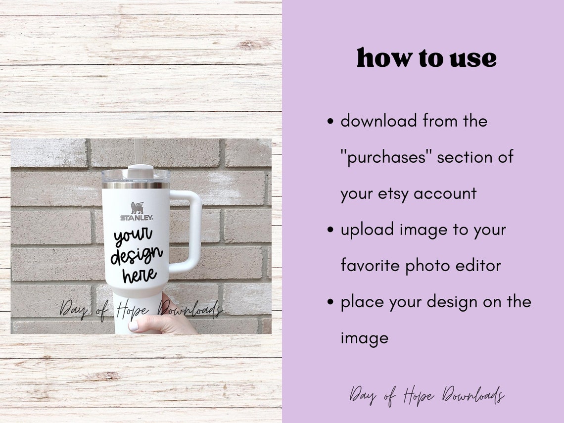 Stanley Tumbler Mockup Image, White 40 Oz Stanley Cup Mockup, Vinyl ...