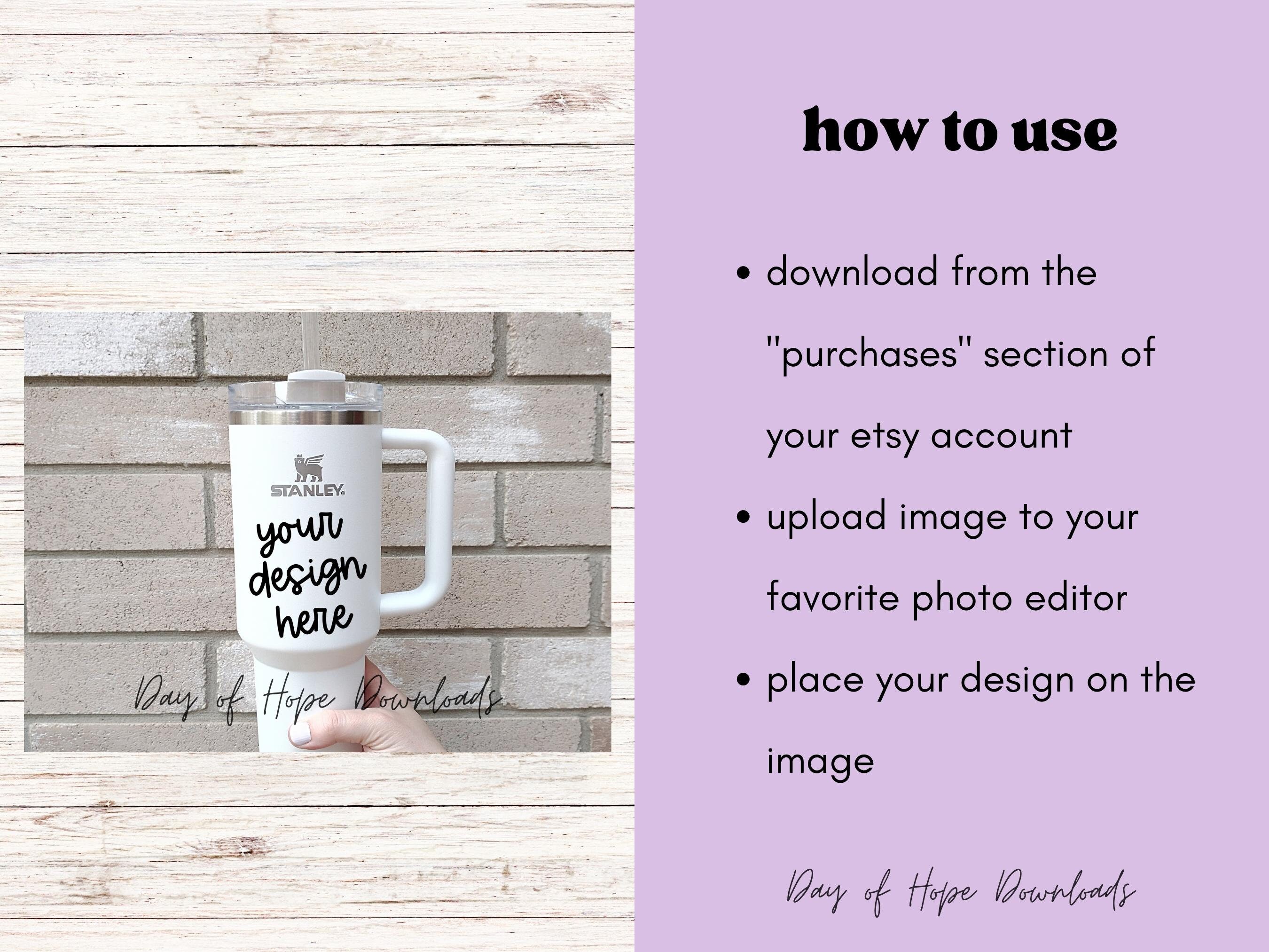 Stanley Tumbler Mockup Image, White 40 Oz Stanley Cup Mockup, Vinyl ...