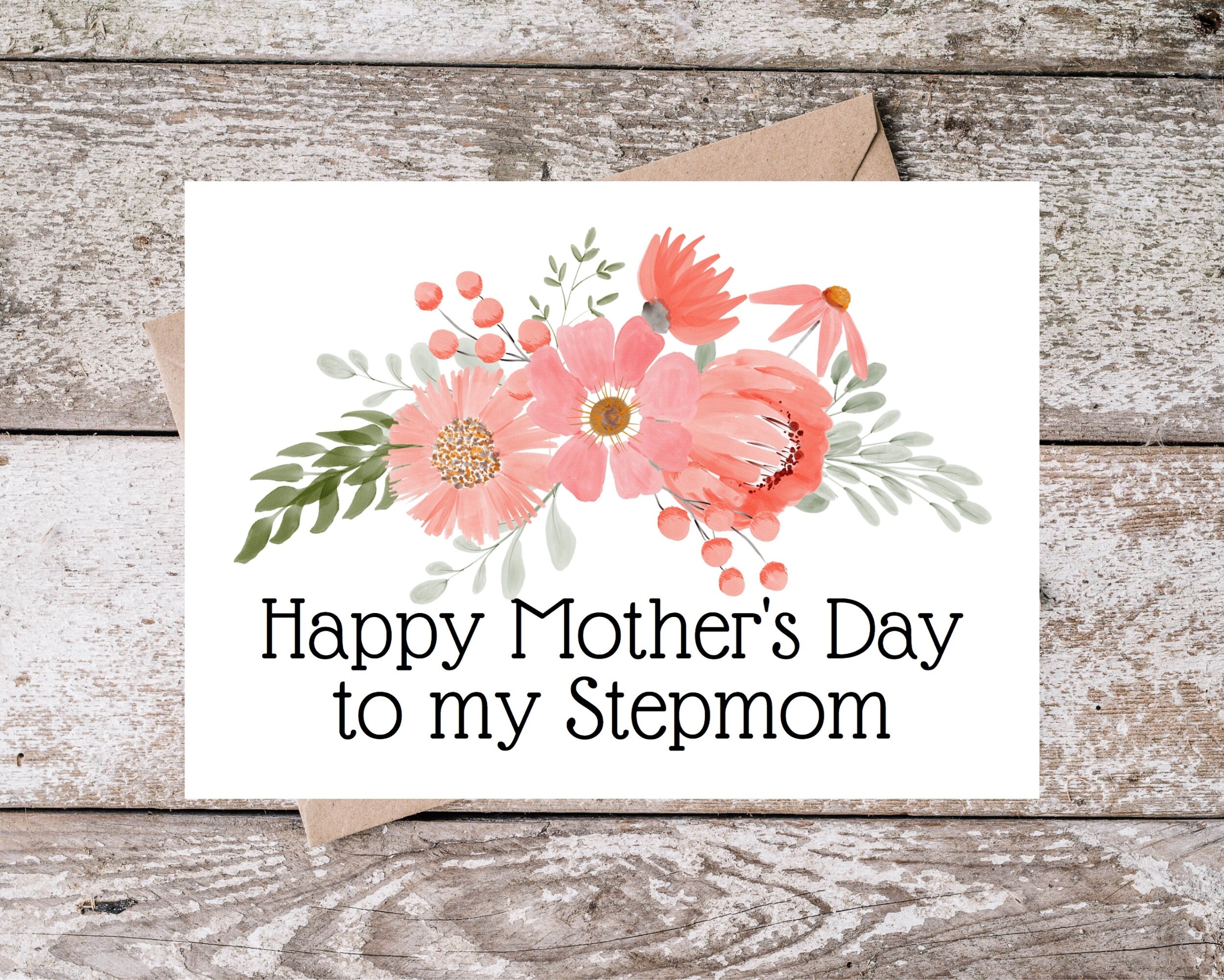 Printable Stepmom Mothers Day Card Happy Mothers Day To My Stepmom