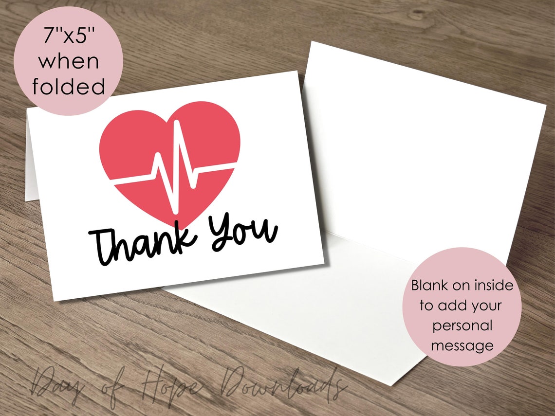 Medical Thank You Card, Printable Appreciation Card for Doctors, Nurses ...