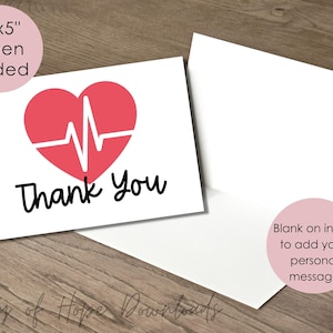 Medical Thank You Card, Printable Appreciation Card for Doctors, Nurses ...