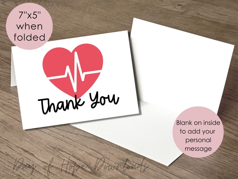 Medical Thank You Card, Printable Appreciation Card for Doctors, Nurses ...