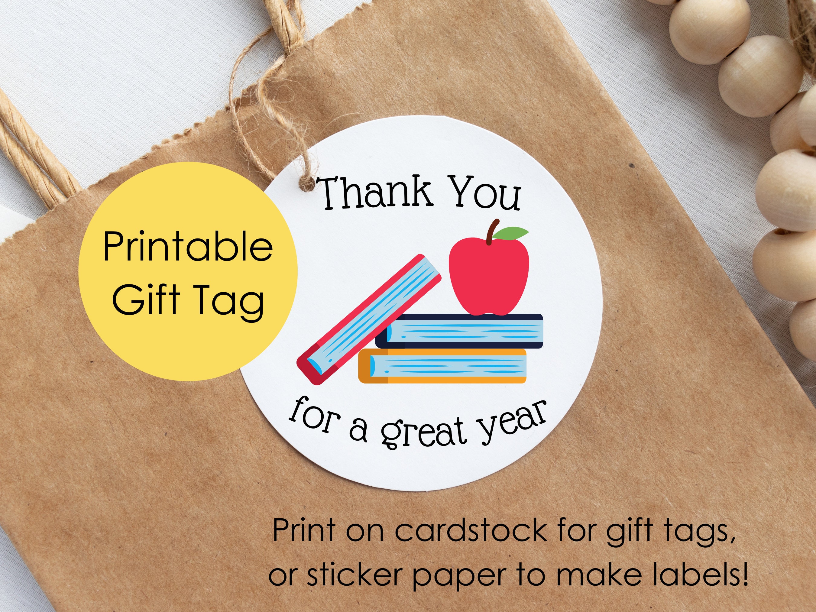 Printable Teacher Appreciation Gift Tag End of Year Teacher Gift Tag ...